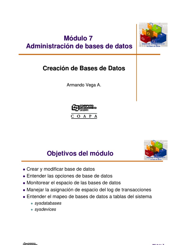 Modulo 7 (3 Creacion DB) Sybase | Descargar gratis PDF | Servidor SQL de Microsoft | Bases de datos