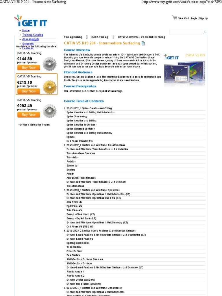 CATIA V5 R19 204 - Intermediate Surfacing | PDF | Curve | Geometry