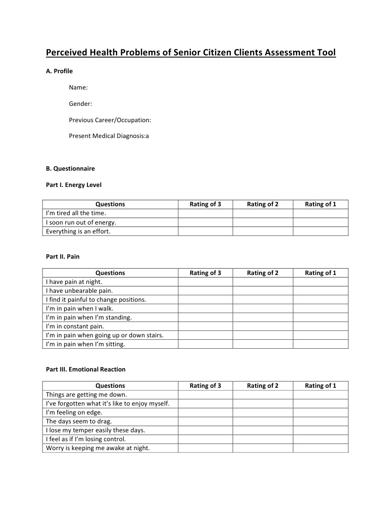 Senior Health Assessment Tool | PDF