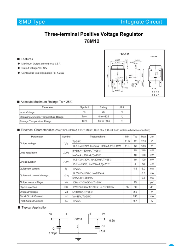 78M12 Voltage Regulator Specs | PDF