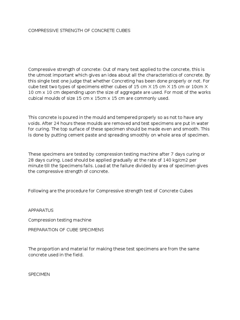 Concrete Cube Test | PDF | Concrete | Applied And Interdisciplinary Physics
