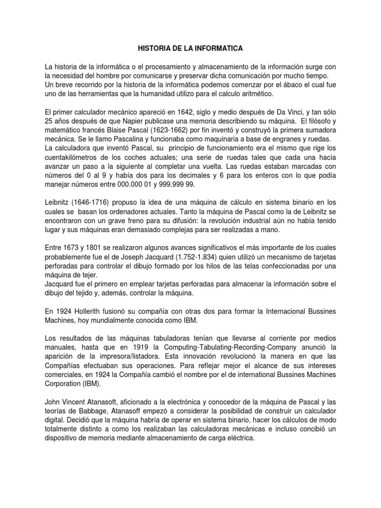 Ensayo - Historia de La Informatica | PDF | Circuito integrado ...