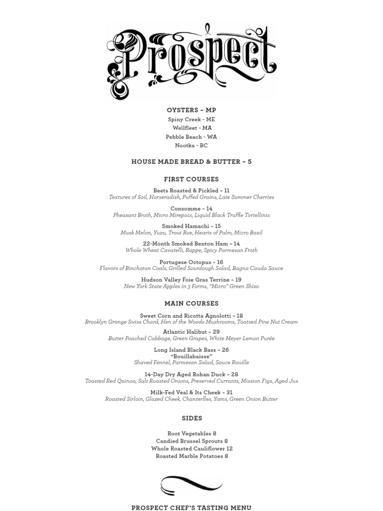Prospect Dinner Menu | PDF