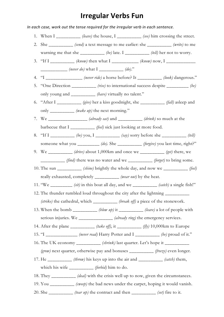 Irregular Verbs Fun | PDF