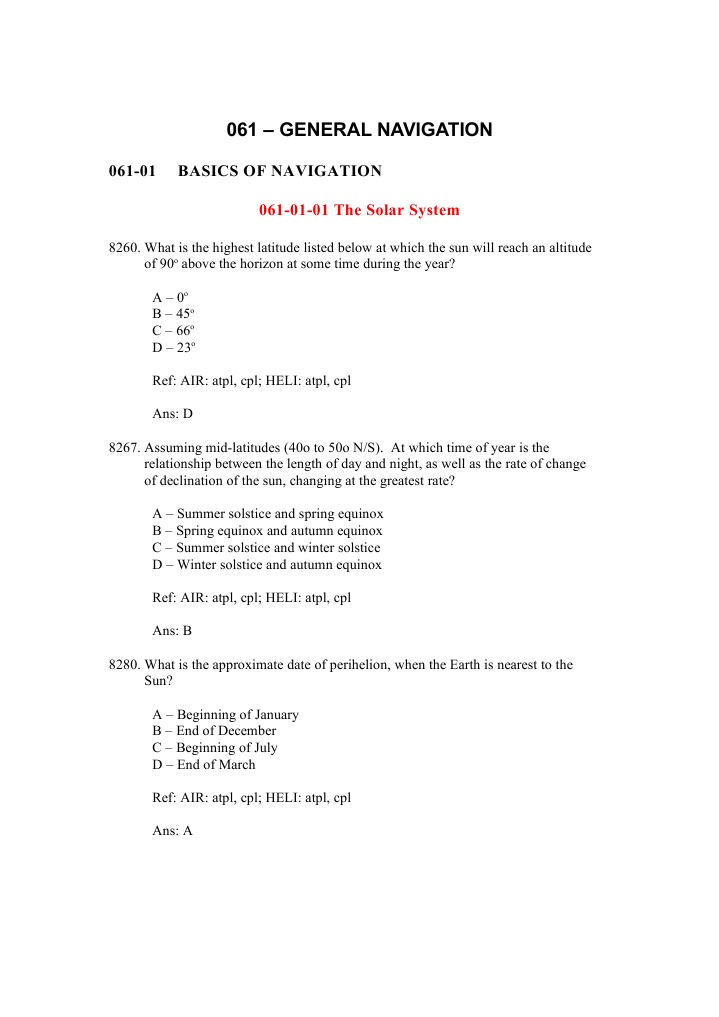General Navigation Principles and Questions | PDF | Compass | Latitude