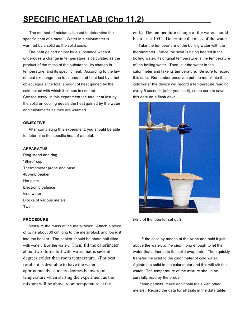 Lab 12 Specific Heat Garcia Version | PDF | Heat | Heat Capacity