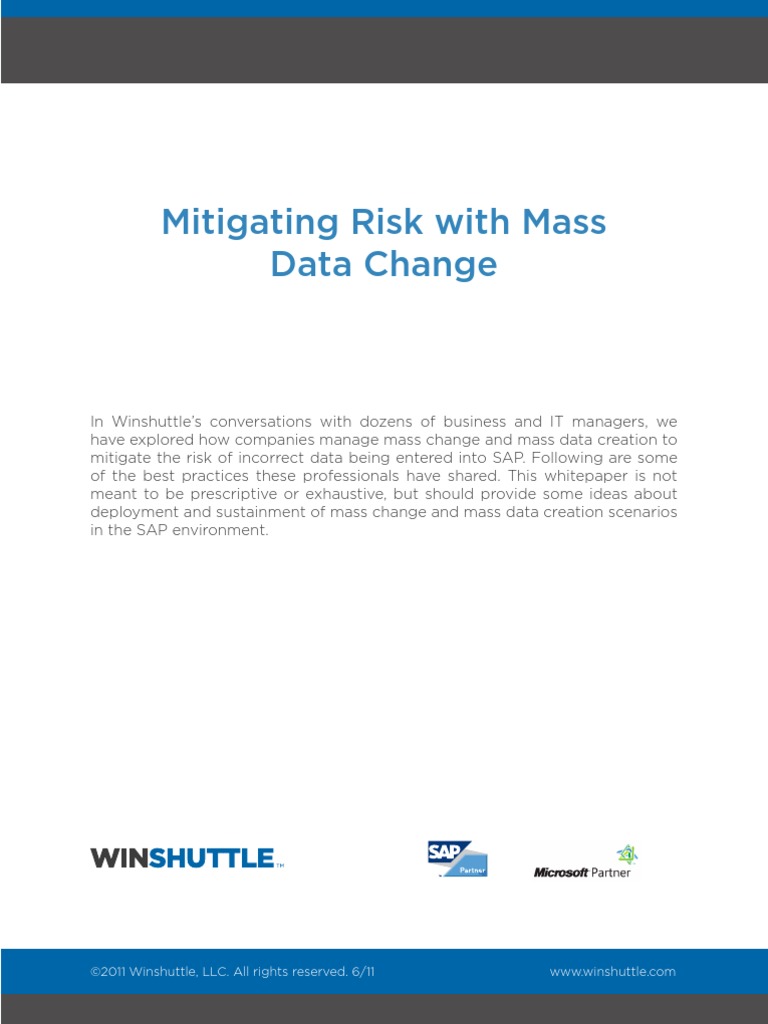 Winshuttle MitigatingRiskWithMassDataChange Whitepaper en | PDF | Sap ...