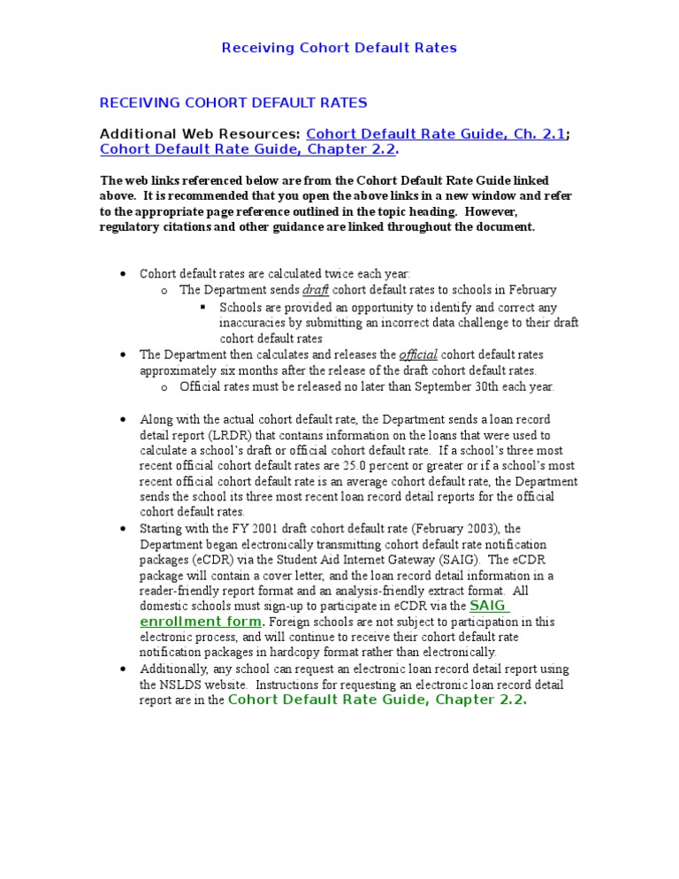Understanding Cohort Default Rates | PDF