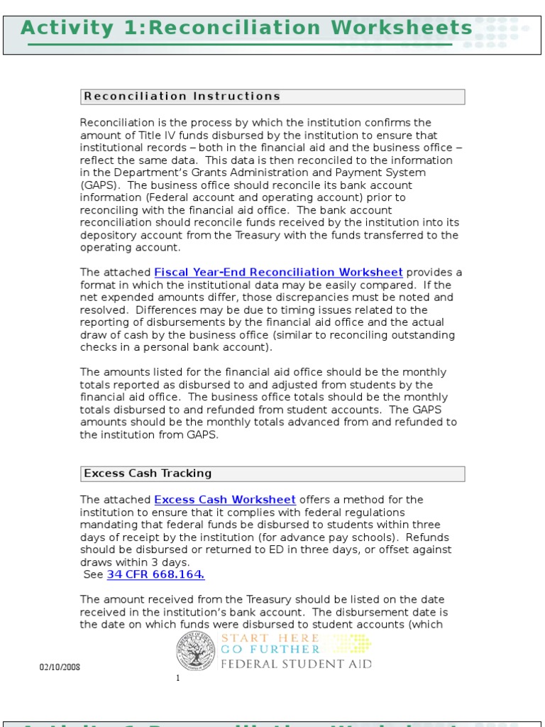 Title IV Funds Reconciliation Guide | PDF