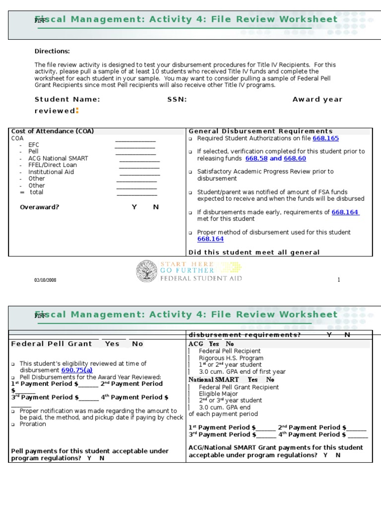 Title IV Disbursement Review Worksheet | PDF | Career & Growth | Business