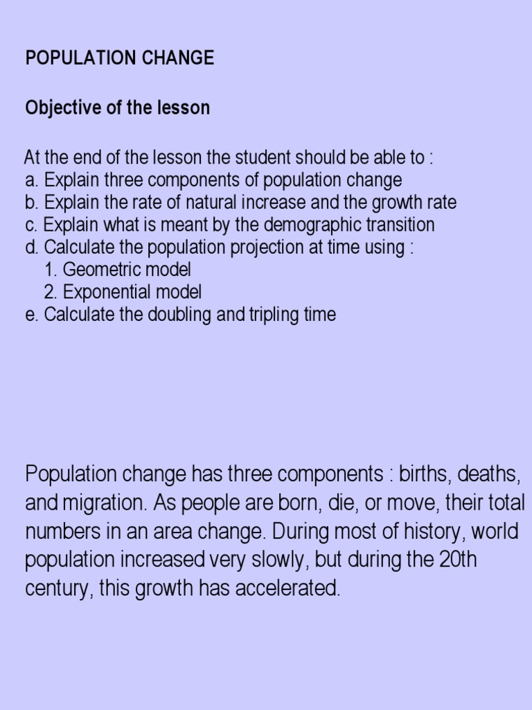 Population Change | PDF | Population Growth | Birth Rate
