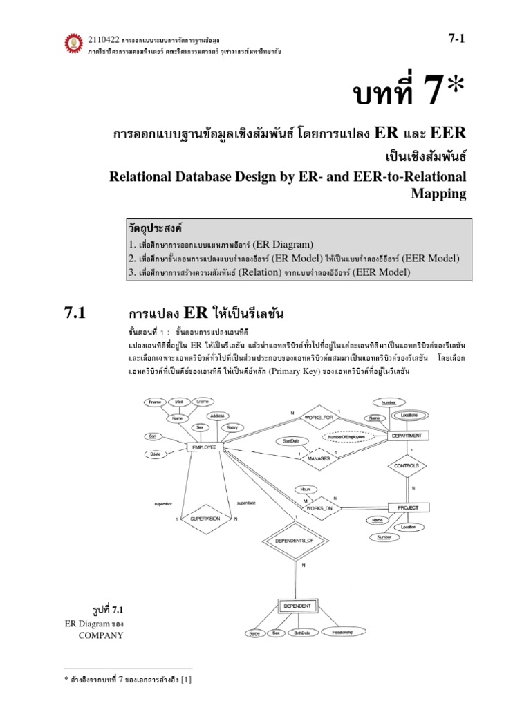 Chapter07 Relational Database Design by Er - and Eer-To-Relational | PDF