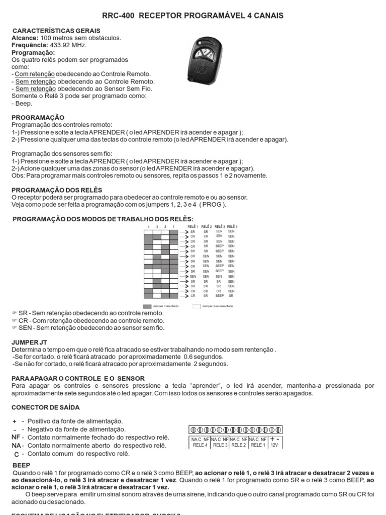 Manual RRC 400 | PDF | Relé | Sem fio