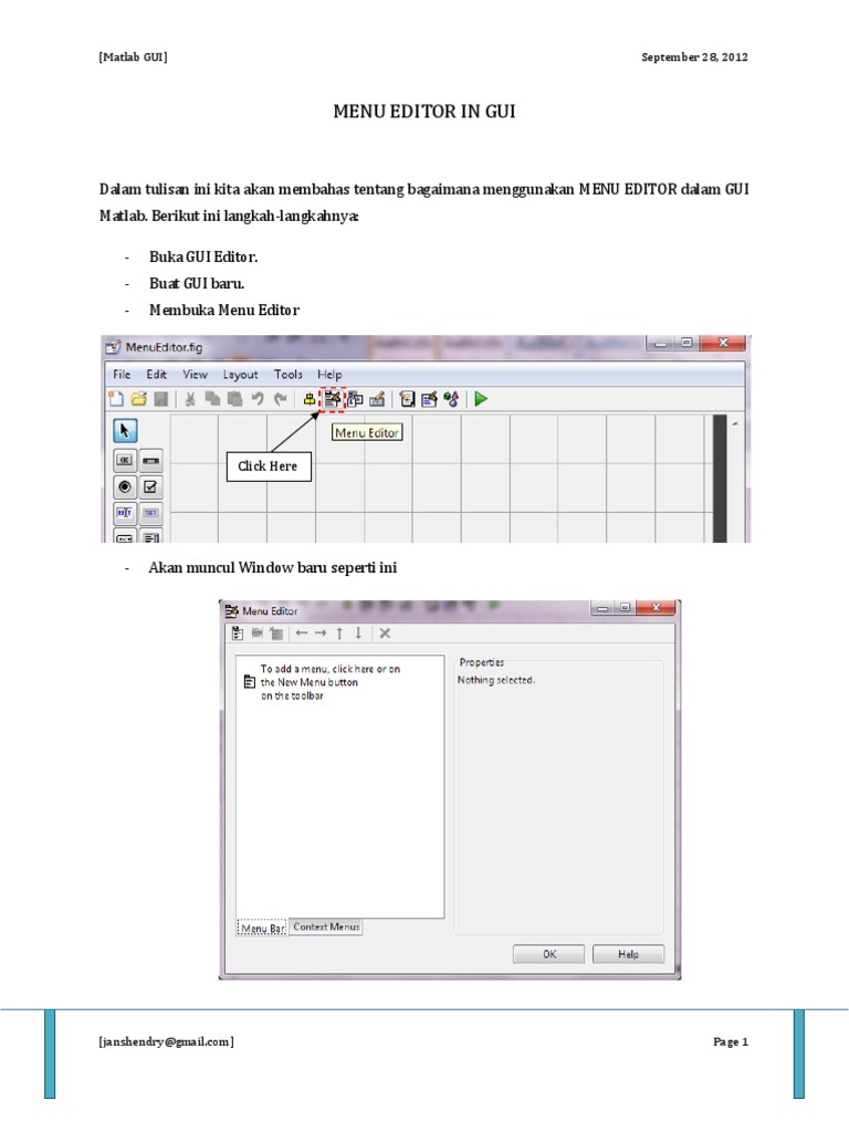Menu Editor in Gui Matlab | PDF