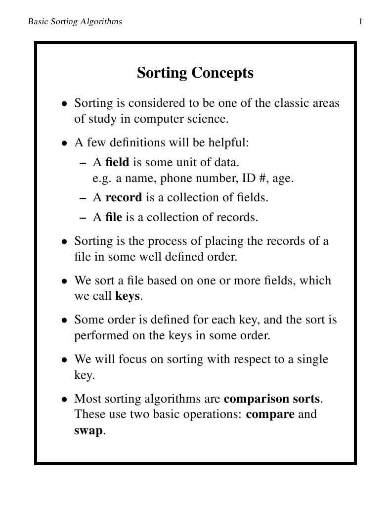 Sorting Concepts: of Study in Computer Science | PDF | Discrete ...