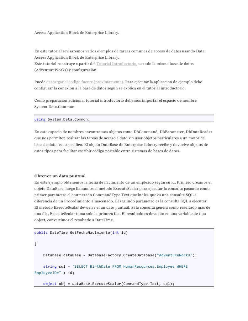 Access Application Block de Enterprise Library | PDF | SQL | Ingeniería de software