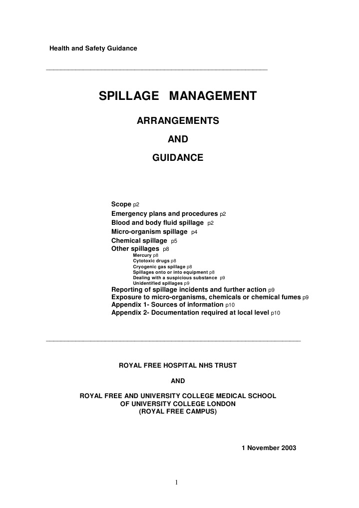 Spillage Management | Personal Protective Equipment | Infection Control