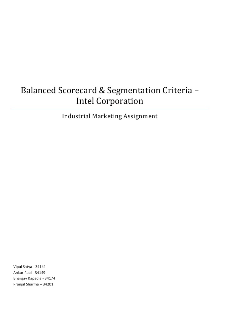 Intel: Balanced Scorecard & Segmentation | PDF | Intel | Market ...