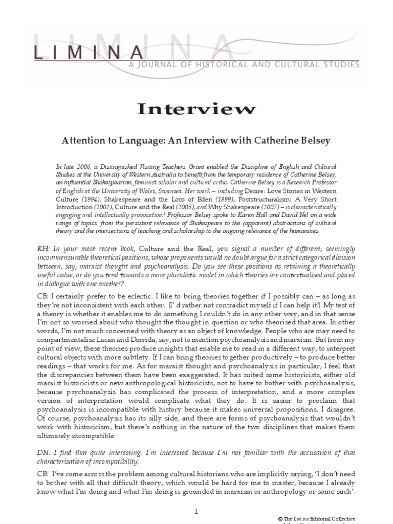 Interview: Attention To Language: An Interview With Catherine Belsey ...
