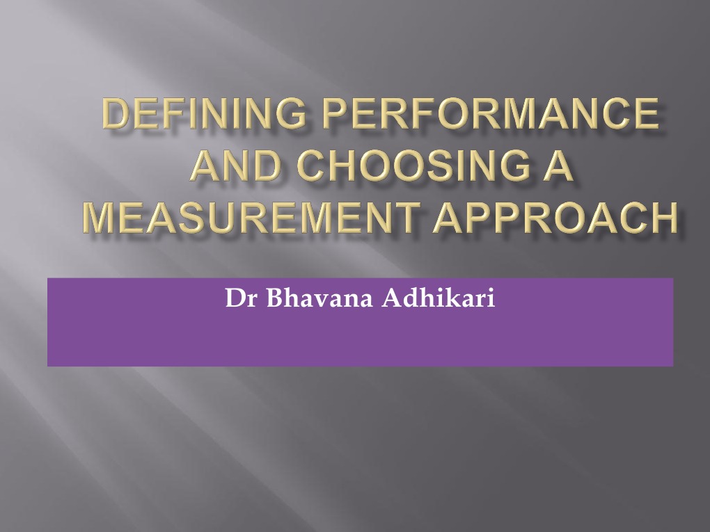 4 Defining Performance and Choosing A Measurement Approach | PDF ...