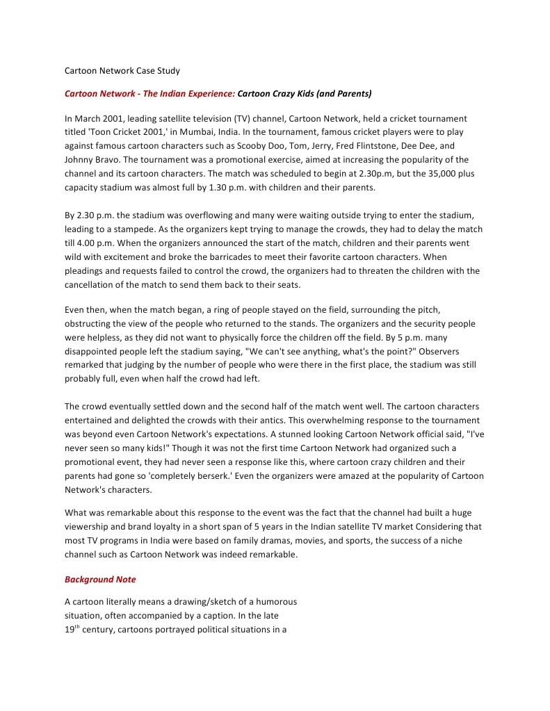 Cartoon Network Case Study | PDF | Entertainment | Television