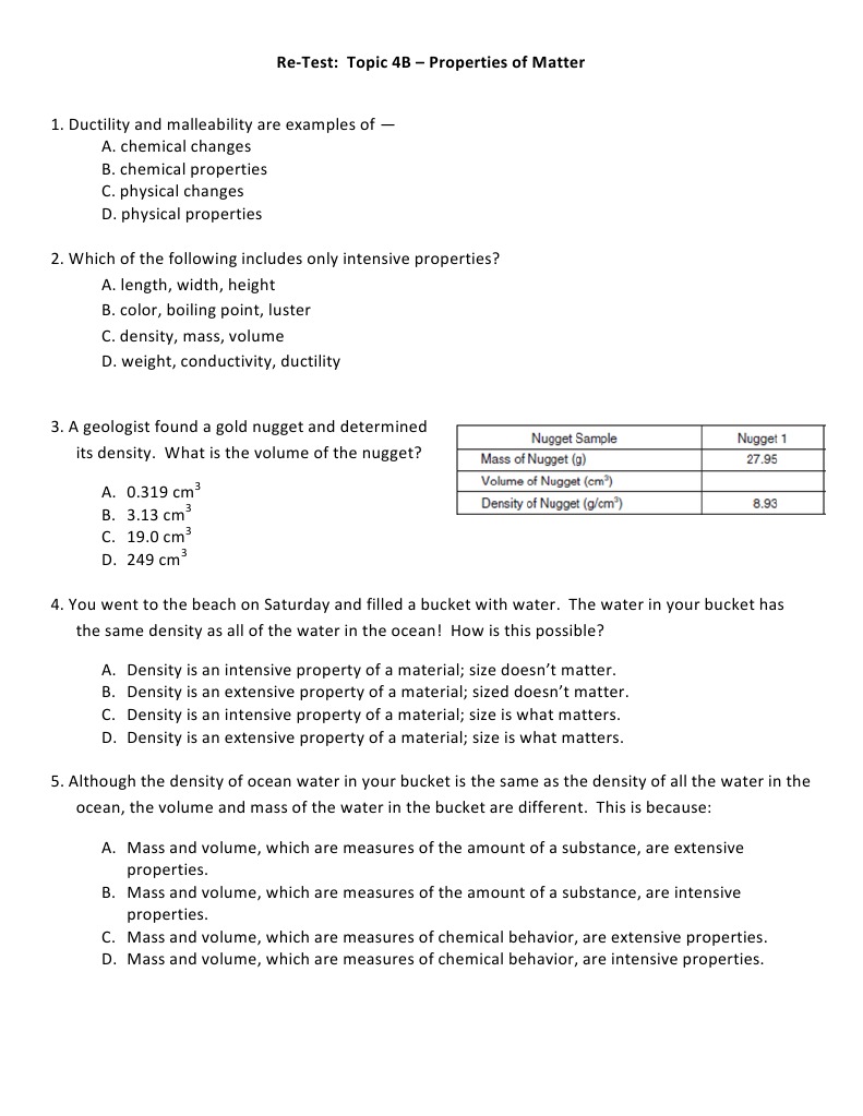 Re-Test - 4b - Properties of Matter | PDF | Social Science | Foreign ...