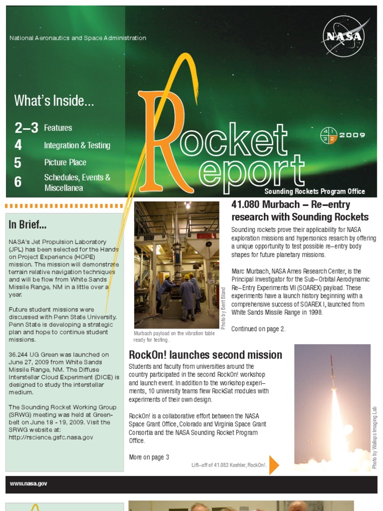 Rocket Report 2nd QT 2009 | PDF | Atmospheric Entry | Nasa