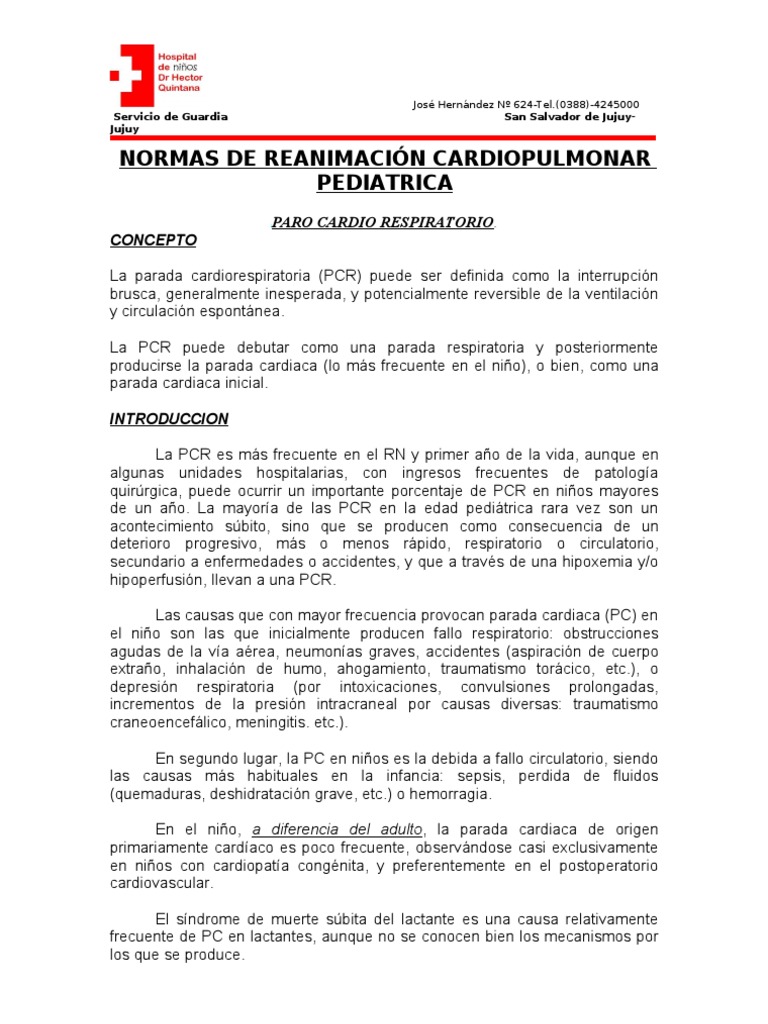 RCP PEDIATRICA Protocolo | PDF | Reanimación cardiopulmonar ...