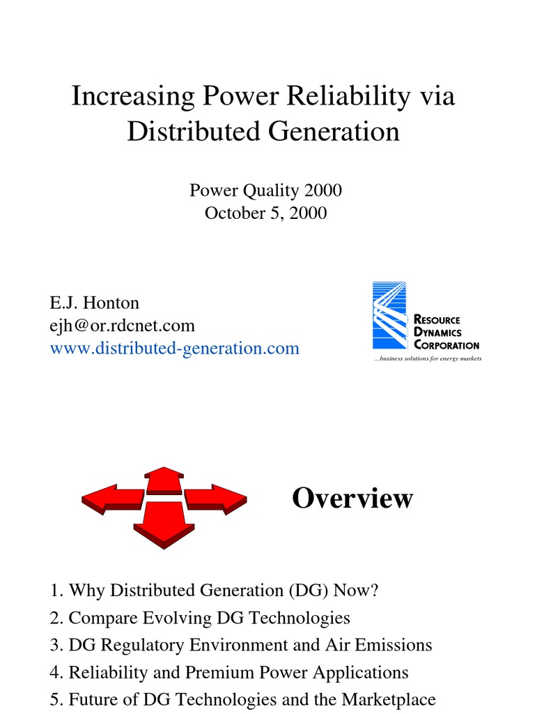 Increasing Power Reliability Via Distributed Generation | PDF ...