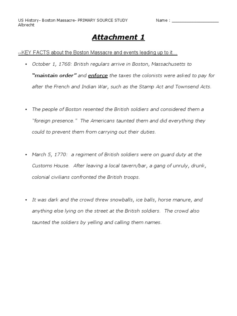 Boston Massacre Lesson and Docs | PDF | Military | Violence