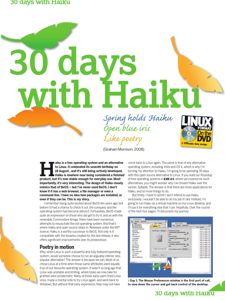 30 Days With Haiku OS | PDF | Operating System | Desktop Environment