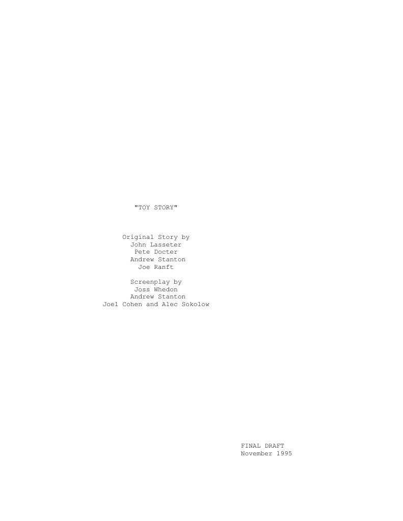 TOY STORY Screenplay | PDF