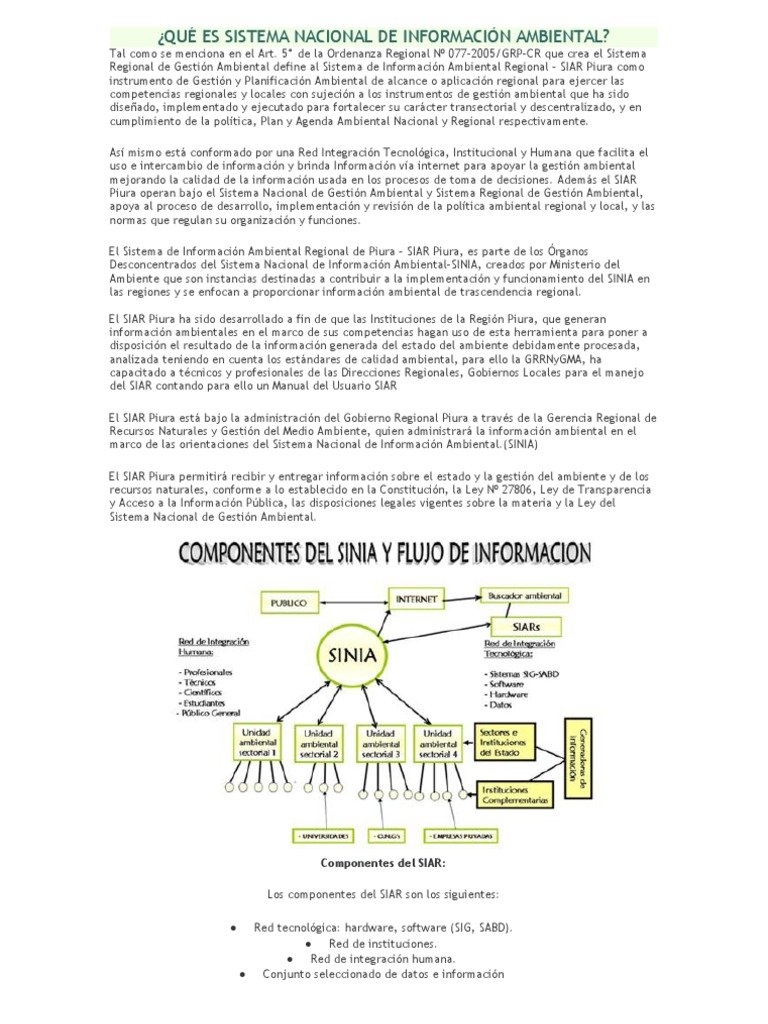 QUÉ ES SISTEMA NACIONAL DE INFORMACIÓN AMBIENTAL | PDF | Informática ...