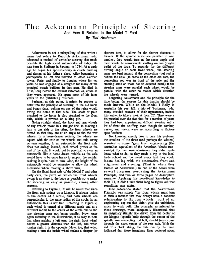 Ackerman Steering | PDF | Axle | Transportation Engineering