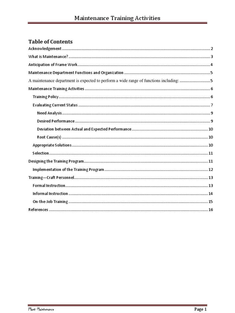 Maintenance Training Activities | Apprenticeship | Employment