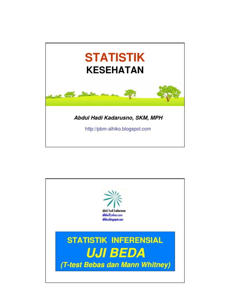Statistik Kesehatan - Uji Beda T-Test Bebas+ Mann Whitney | PDF ...