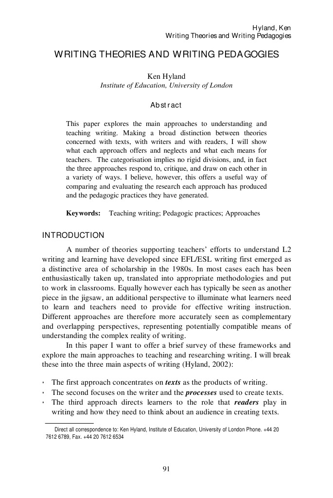Writing Theories and Writing Pedagogies | PDF | English As A Second Or ...