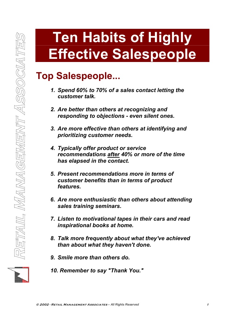 10 Habits of Effective Salespeople | PDF