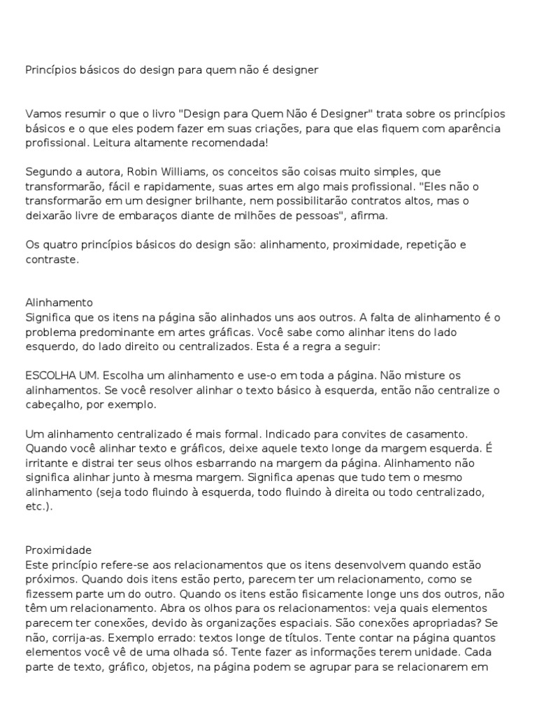 Os quatro princípios básicos do design: alinhamento, proximidade ...