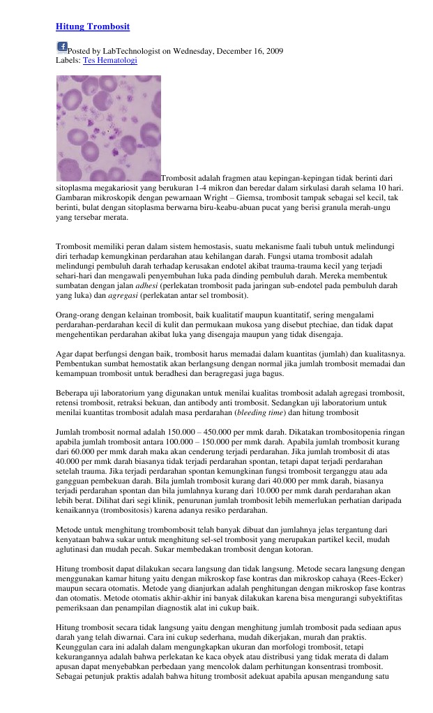 Hitung Trombosit | PDF