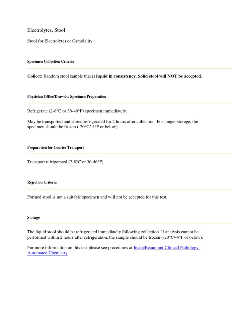 Stool Electrolyte | Human Feces | Diarrhea