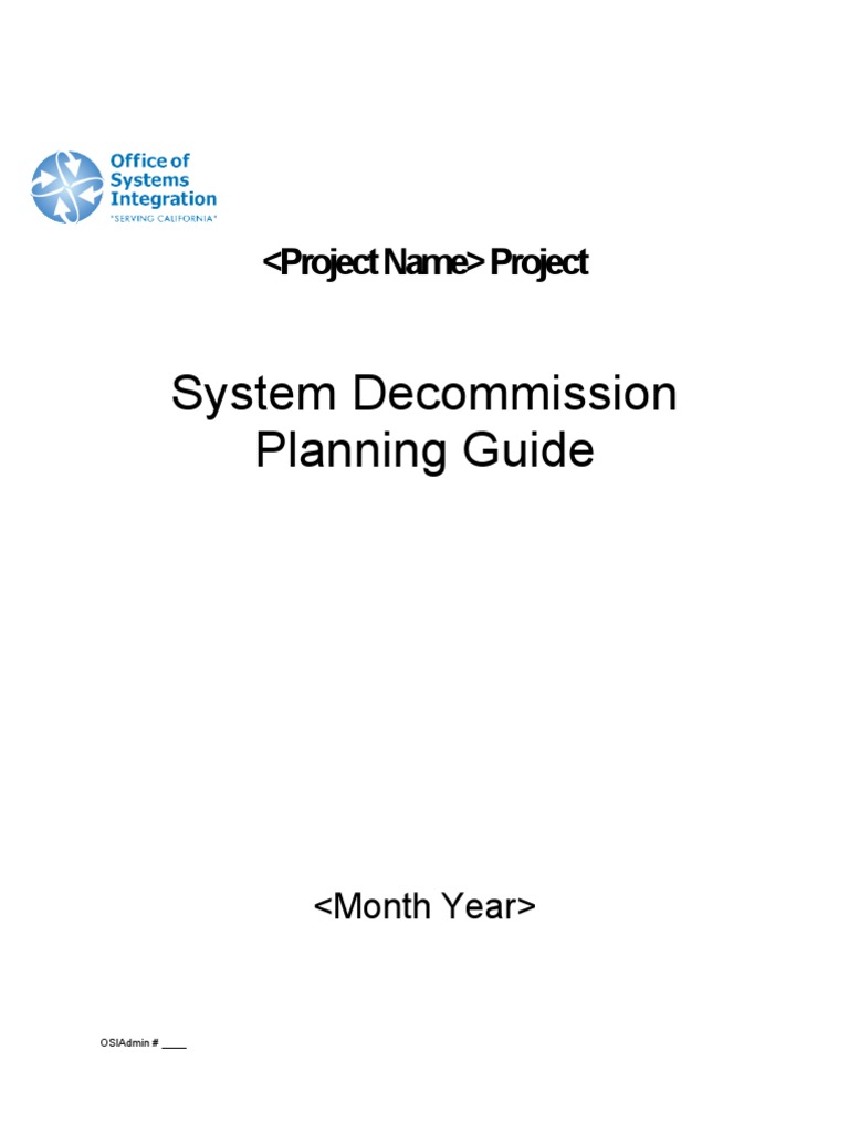 System Decommission Planning Guide: Project | PDF