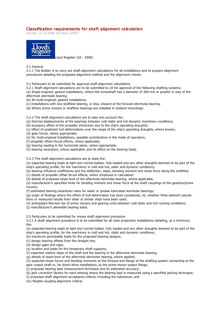 Classification Requirements For Shaft Alignment Calculation | PDF ...