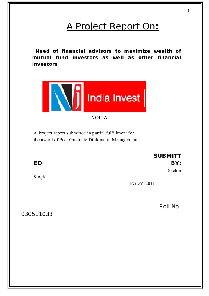 A Project Report On | PDF | Mutual Funds | Investing