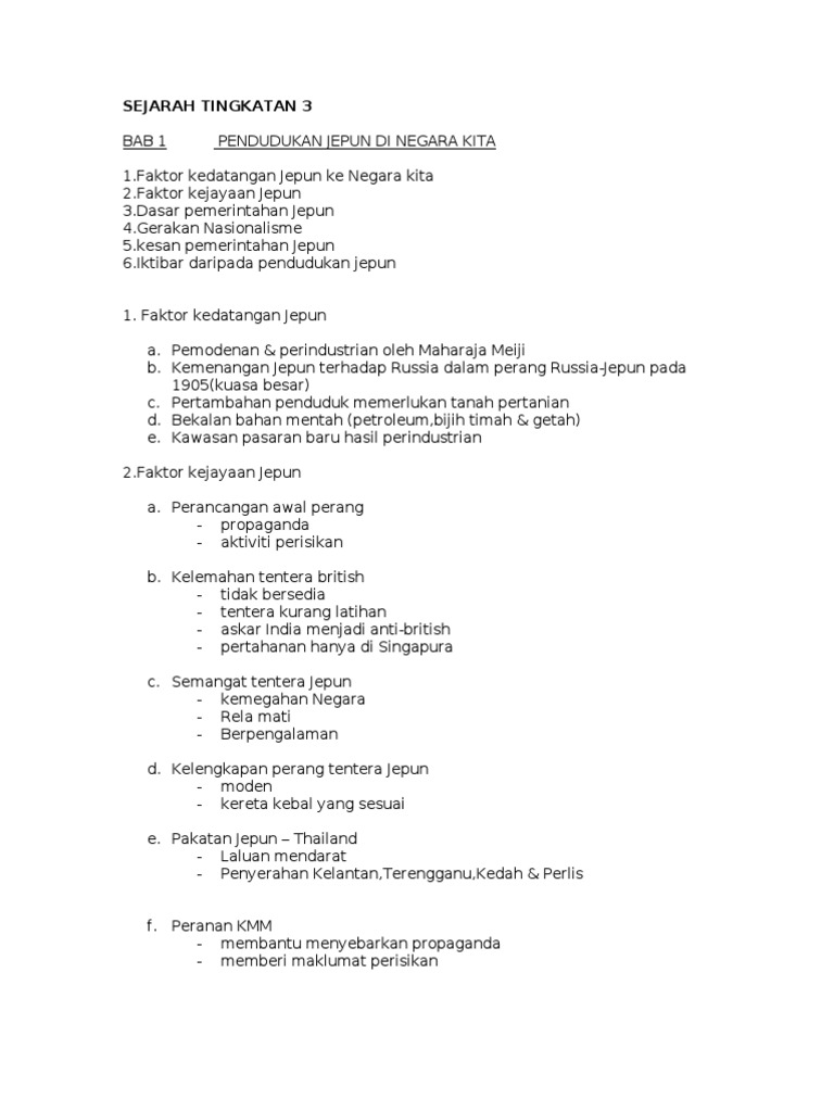 Sejarah Tingkatan 3 (Nota) | PDF