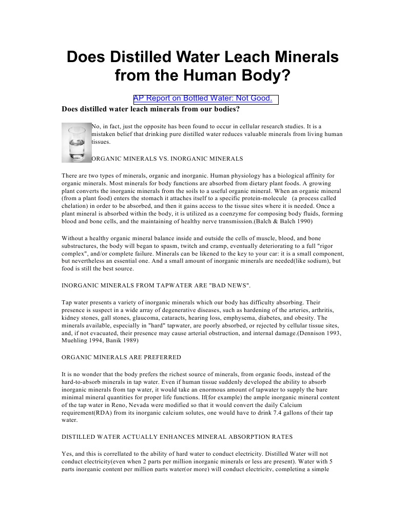Does Distilled Water Leach Minerals | Download Free PDF | Bottled Water | Tap Water