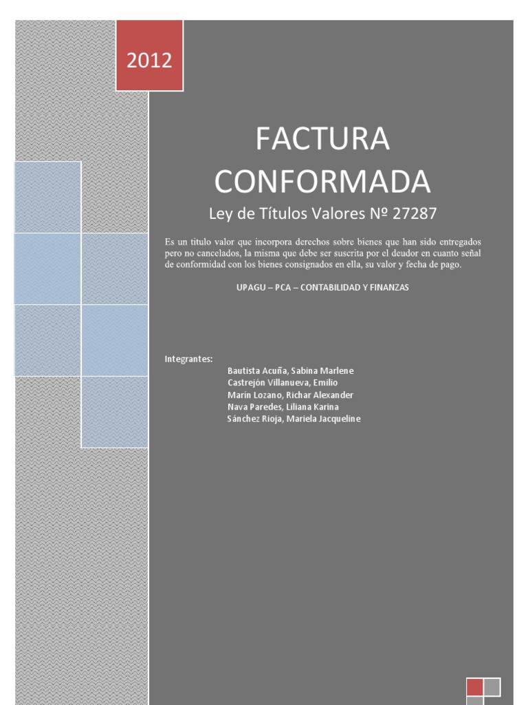 Factura Conformada: Título Valor en Perú | PDF | Instrumento negociable ...