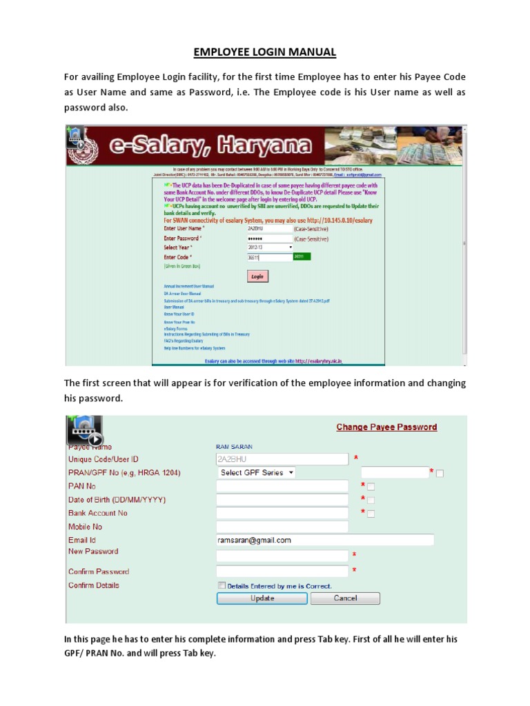 Payee Login Manual | PDF | Password | User (Computing)