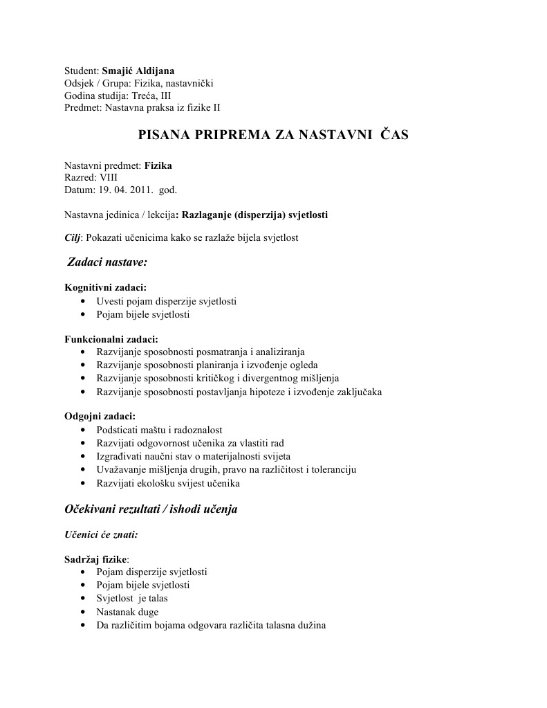 Disperzija Svjetlosti-Priprema | PDF