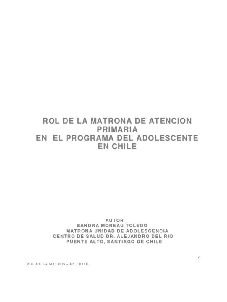 Rol Matrona - Programa Adolescente | PDF | Partería | Juventud